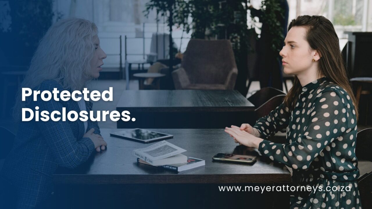 Protected disclosures - MPA - Centurion, Pretoria, Johannesburg